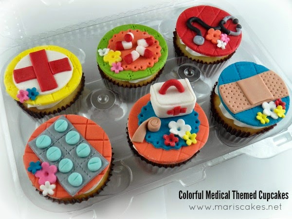Cupcake Toppers: Colorful Medical Theme | Mari's Cakes (English)