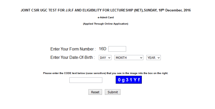 How to Download CSIR NET Admit Card without form number - Joint CSIR ...