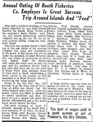 Sandusky History: Annual Outing of Booth Fisheries Employees
