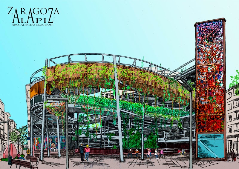 Zaragoza a Lápiz: Jardín Vertical de Delicias