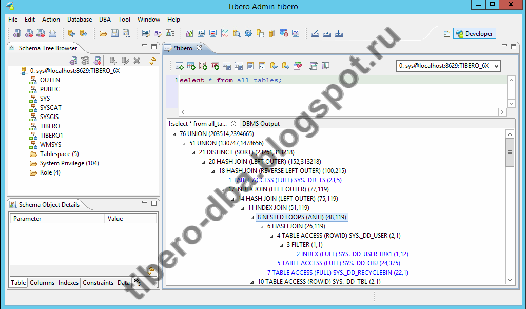 Tibero: TbAdmin - утилита для разработки и администрирования