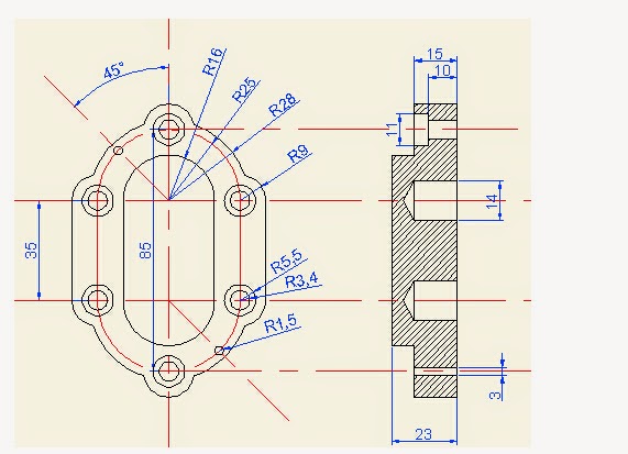 CADFamily.com: Autocad tutorial-- pump bonnet drawing