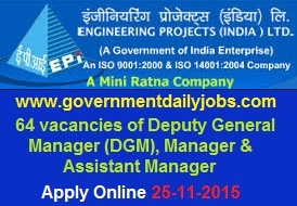 ENGINEERING PROJECTS INDIA LTD RECRUITMENT 2015 – WALK IN FOR DGM ...