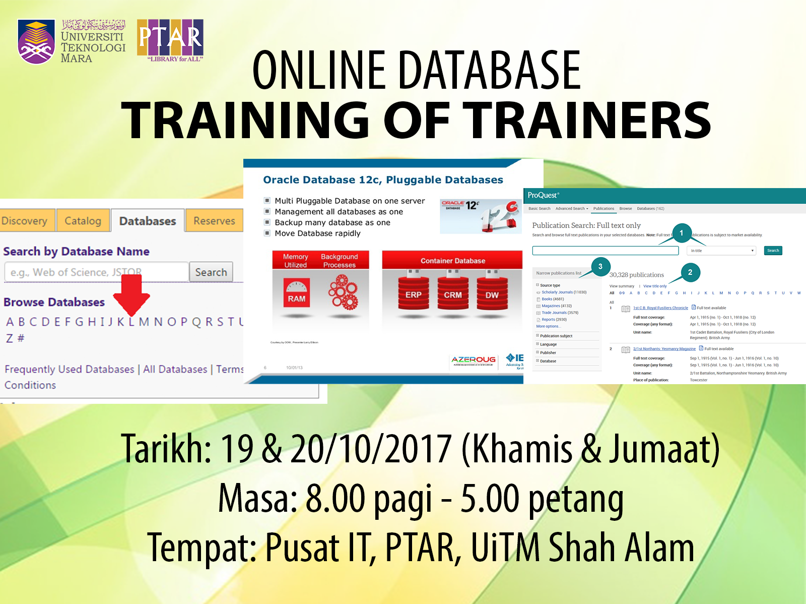 Kursus Online Database - Training for Trainers - Perpustakaan UiTM