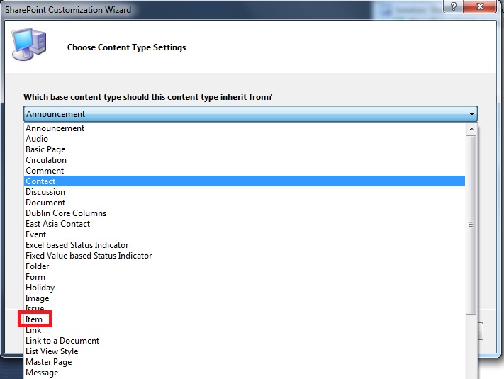 SharePoint Journey: Creating Custom Content Type for SharePoint List in Visual Studio 2010