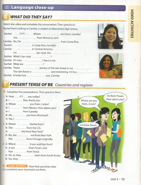 Recursos para Aprende Inglés Online: INTERCHANGE INTRO 4TH EDITION UNIT 3 VIDEO ACTIVITY