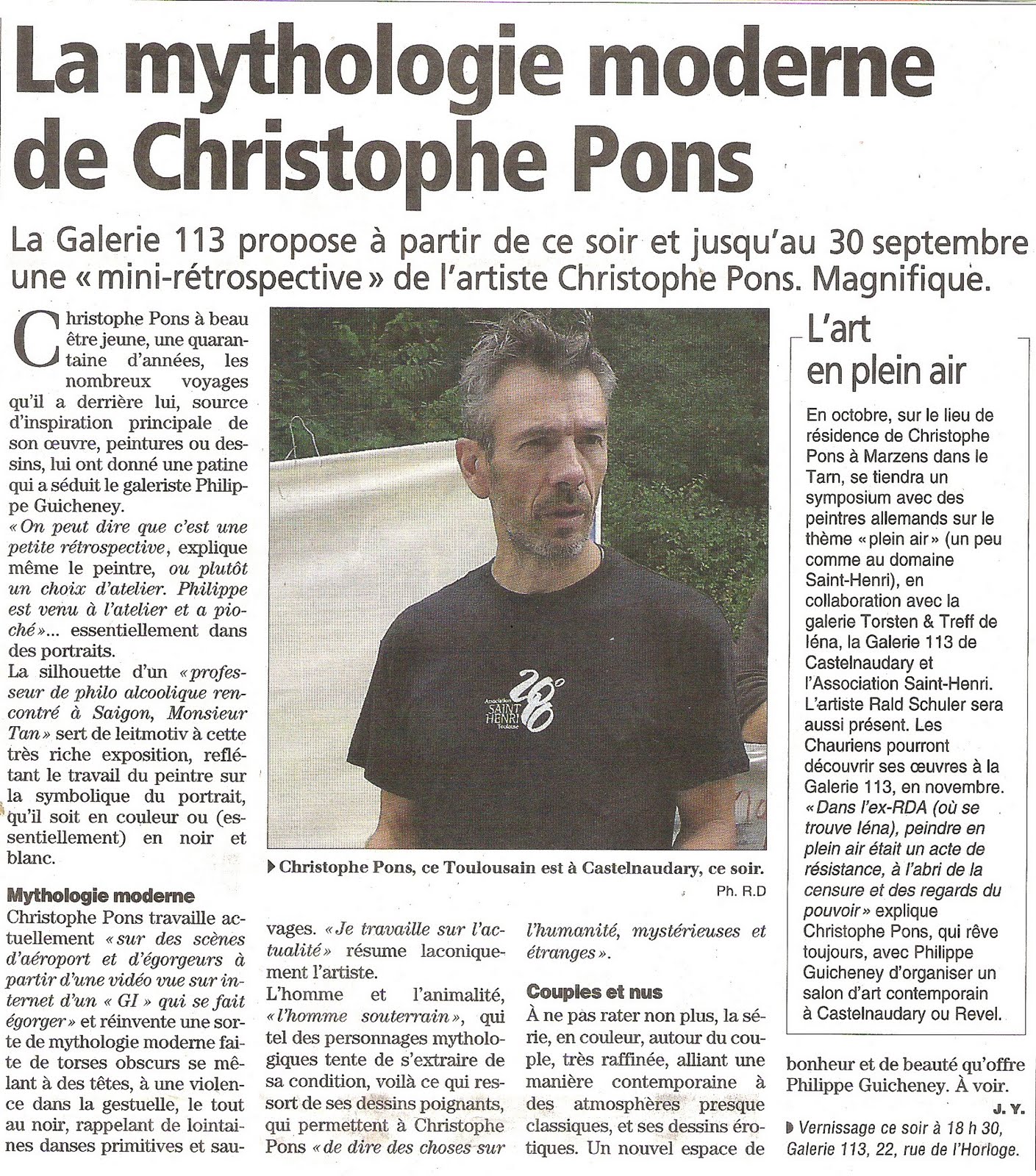 galerie113: CHRISTOPHE PONS - ARTICLE de L'INDEPENDANT