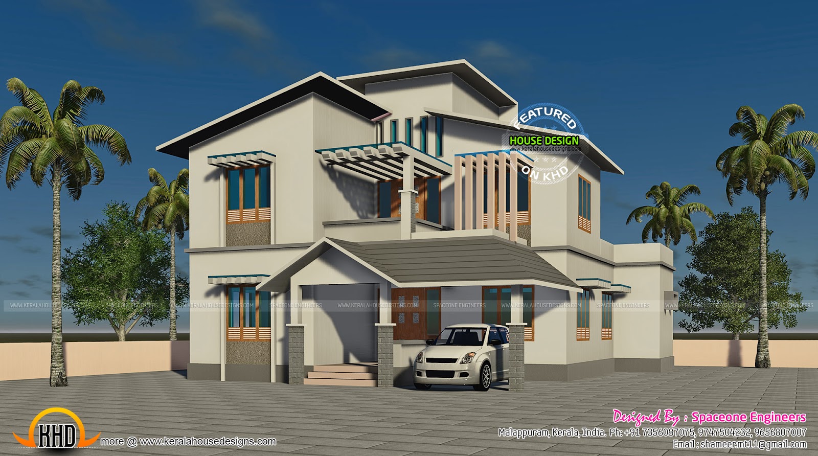 1550 sq-ft slanting roof home - Kerala Home Design and Floor Plans - 9K ...