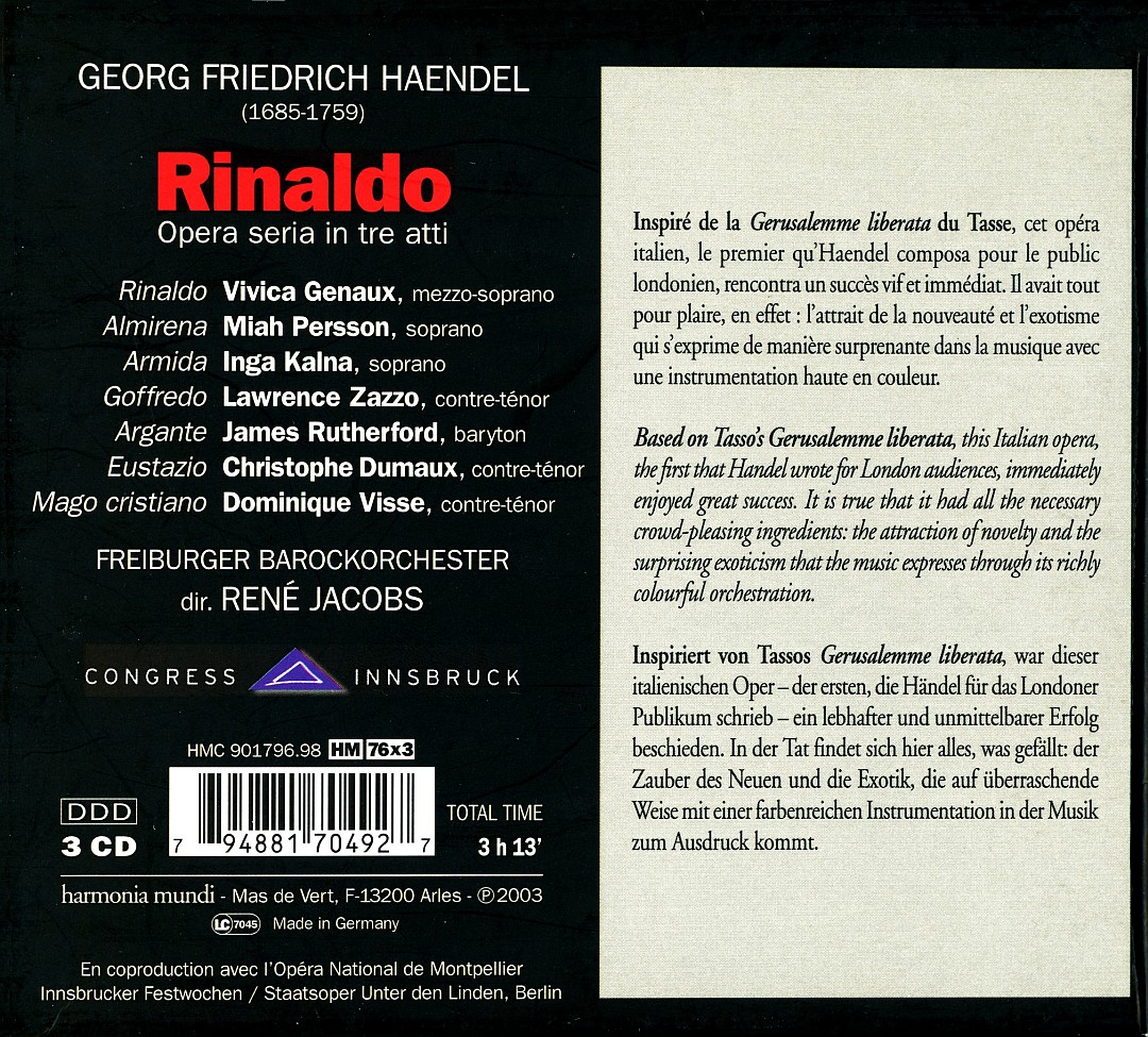 makdelart - classique: Handel - Rinaldo (Rene Jacobs) [3CDs]