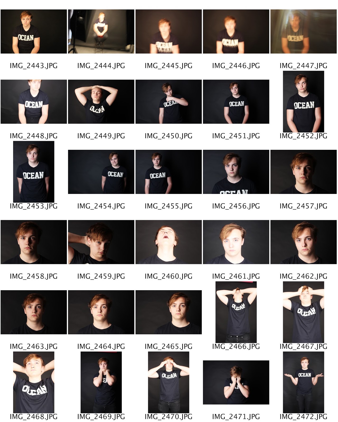 Unit 4 Photography: Contact Sheets - Shoot 7: Mental Illness Studio