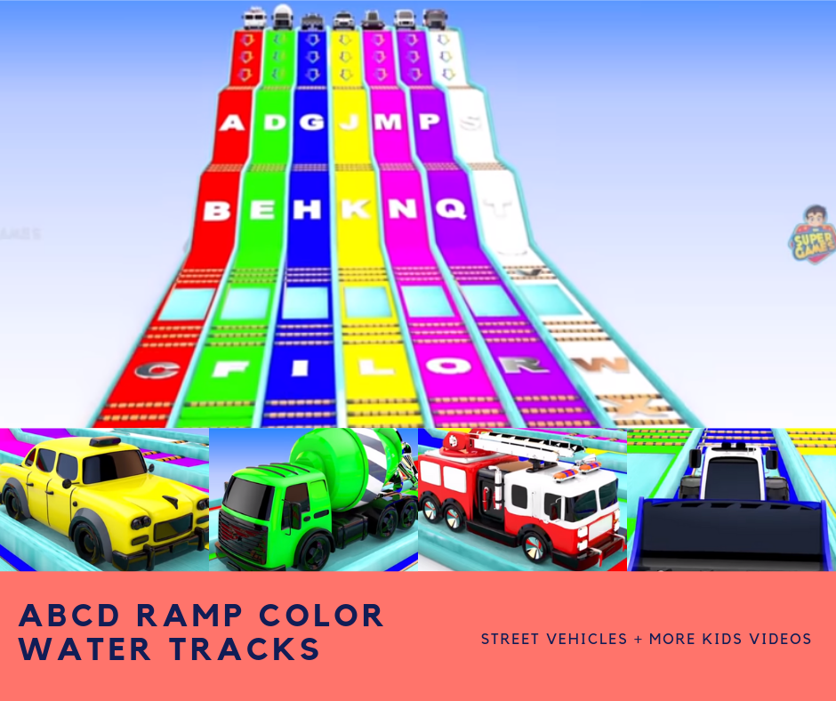 kids videos: ABCD Ramp Color Water Tracks 3D - Learn Colors for ...