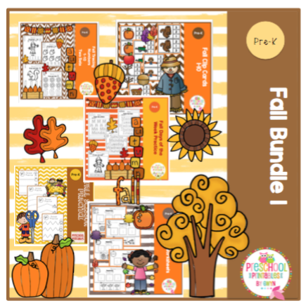 Fall Bundle 1 (Pages 129) ~ Preschool Printables