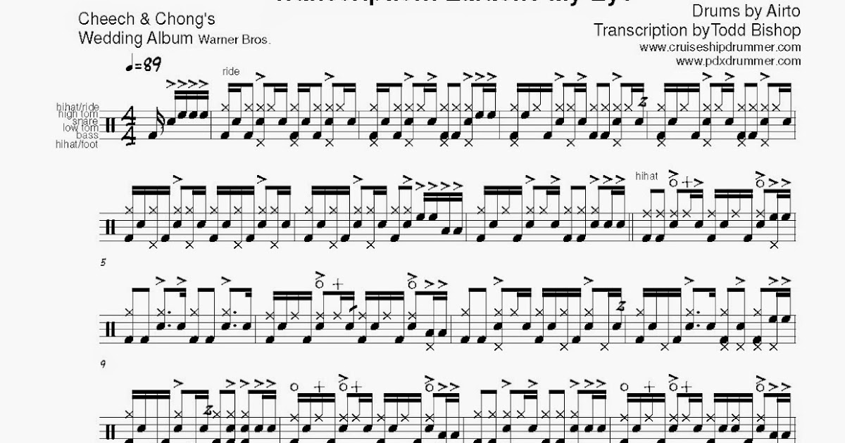 Cruise Ship Drummer Transcription Airto — Earache My Eye