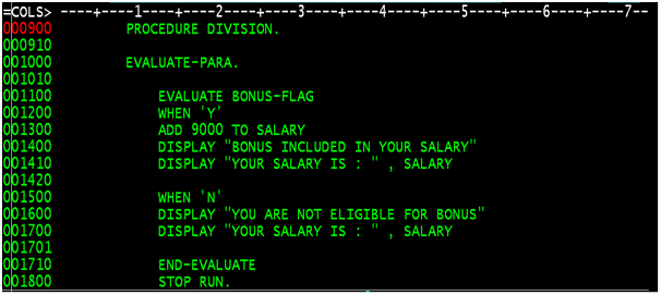 Mainframes Evaluate Statement