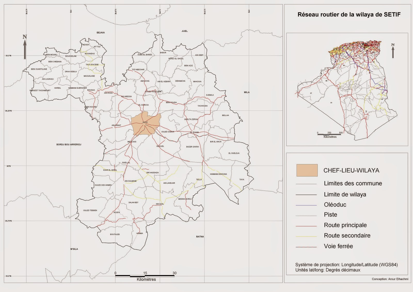 Découpage administratif de l'Algérie & Monographie: Carte du réseau ...
