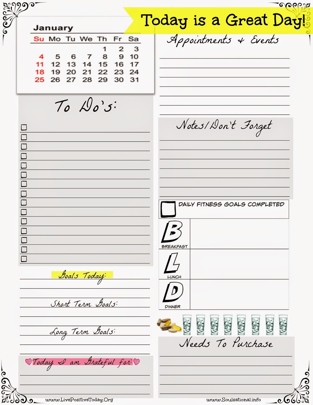 Live Positive Today .Org: Live Positive Today Positive Daily Planner Pages