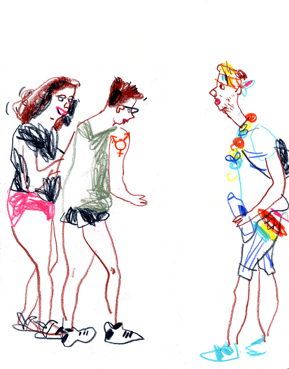 All colors of rainbow - sketching at the Pride Parade.