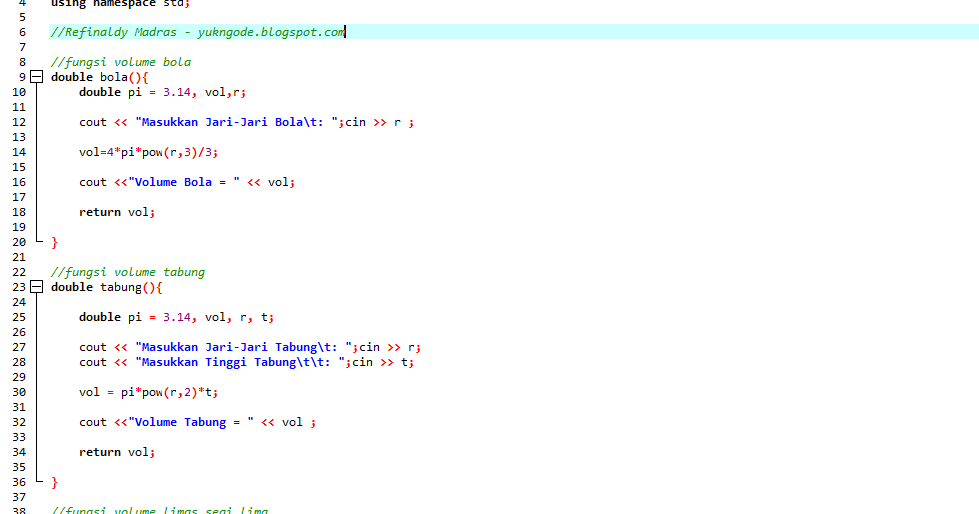 Latihan Penggunaan Fungsi Di C++