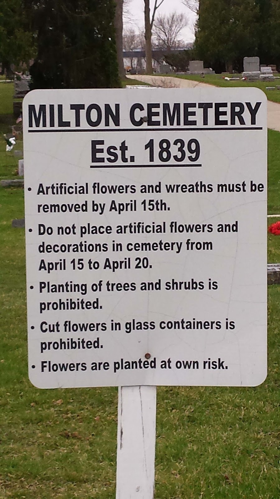 Milton Matters: Annual Cemetery Clean Up - April 18, 2016