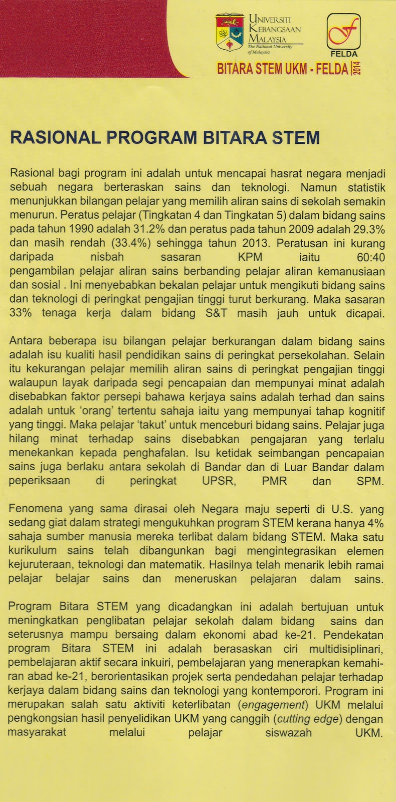 TROLAK SELATAN: PERKHEMAHAN BITARA STEM UKM-FELDA 2014