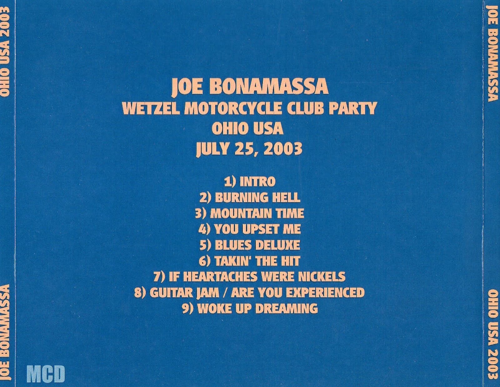 CastelarBlues: CD - Joe Bonamassa - Wetzel Motorcycle Club Party,Ohio ...