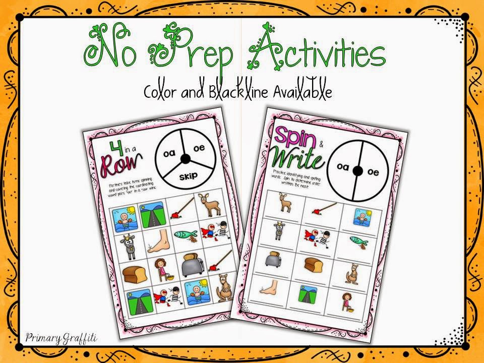 Primary Graffiti: Phonics Word Work {oa, oe, ow} and Bundle