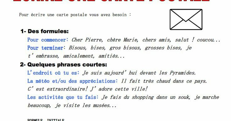 A la découverte de la France: Comment écrire une carte postale à des amis