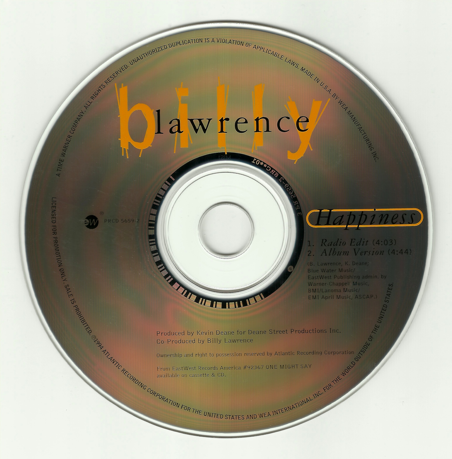 THE CRACK FACTORY: Billy_Lawrence-Happiness-(Promo_CDS)-1994-Y2H_INT