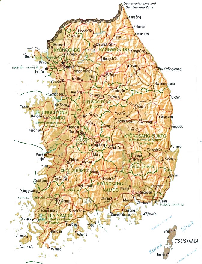 Coreia do Sul | Mapas Geográficos da Coreia do Sul
