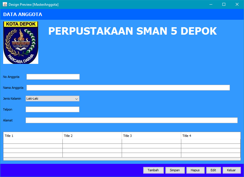 Contoh Program Perpustakaan Dengan JAVA - Dicha Spring Project