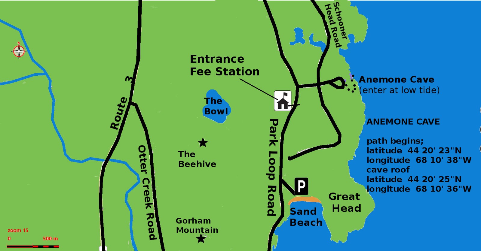 Sea Cave Acadia National Park Map