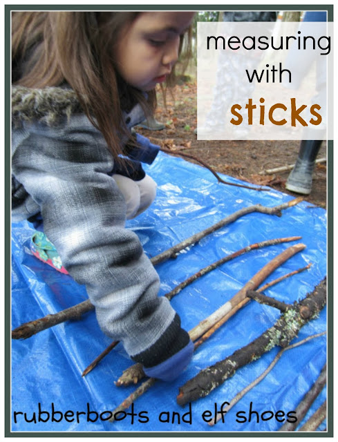 measuring with sticks - rubber boots and elf shoes