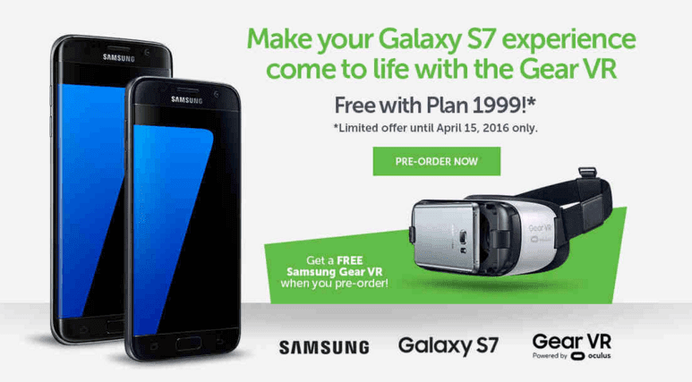 Smart no-cash out Samsung Galaxy S7 with free Samsung Gear VR on Plan 1999