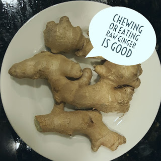 Chewing raw ginger