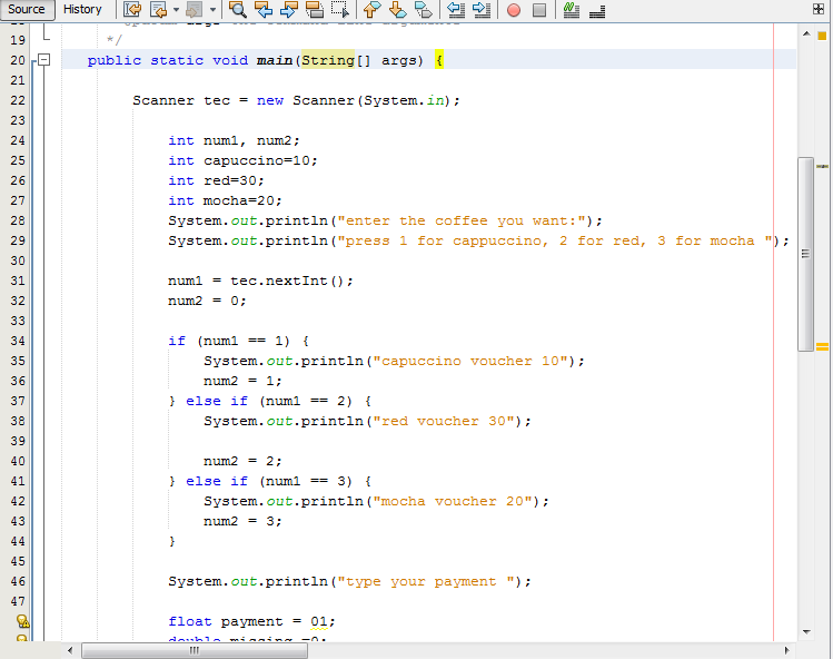 coffee service in java netbeans