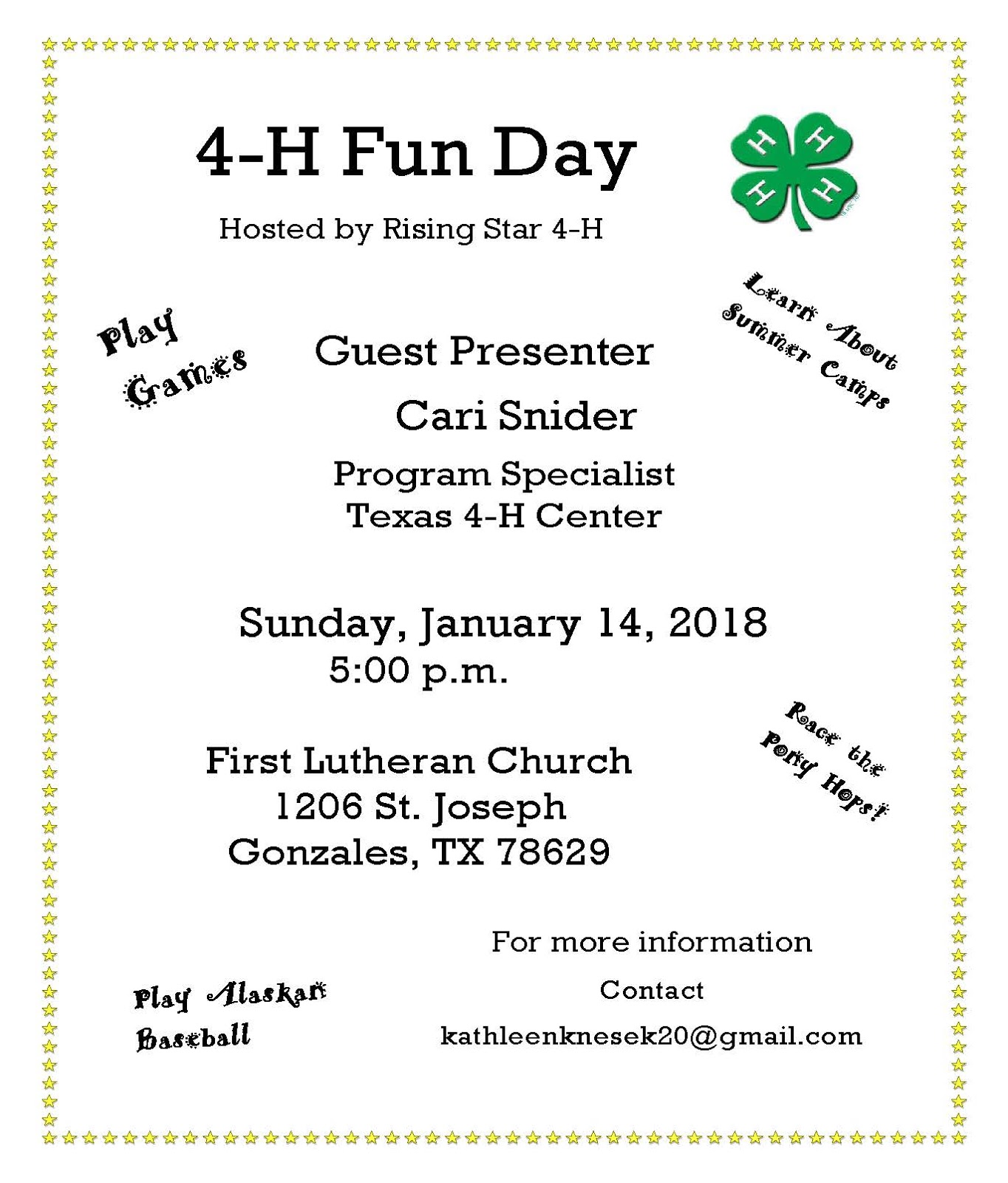 Caldwell County 4-H Blog: 4-H Fun Day - Hosted by Rising Star 4-H in ...