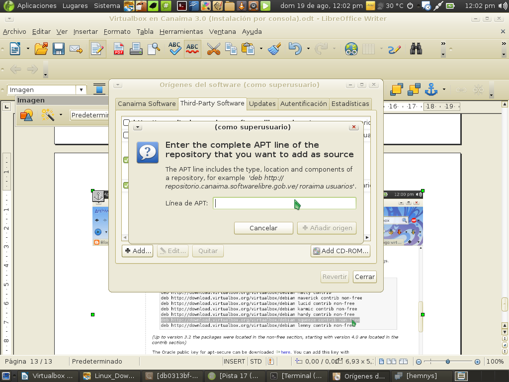 EnCanaimArte: Virtualbox en Canaima 3.0 “Roraima” (Instalación por consola)