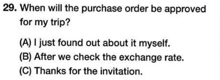 Terminology and types & TOEIC LC Part 2 Test, Script, Answer - TOEIC ...