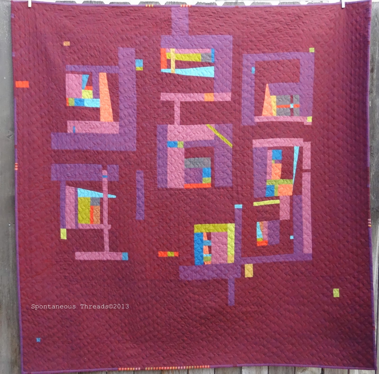 Spontaneous Threads: Improv piecing with Shot Cottons- a finish.