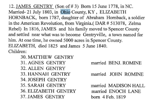 Ohio County, Kentucky History: Gentry Family - Early Pioneers in Ohio ...