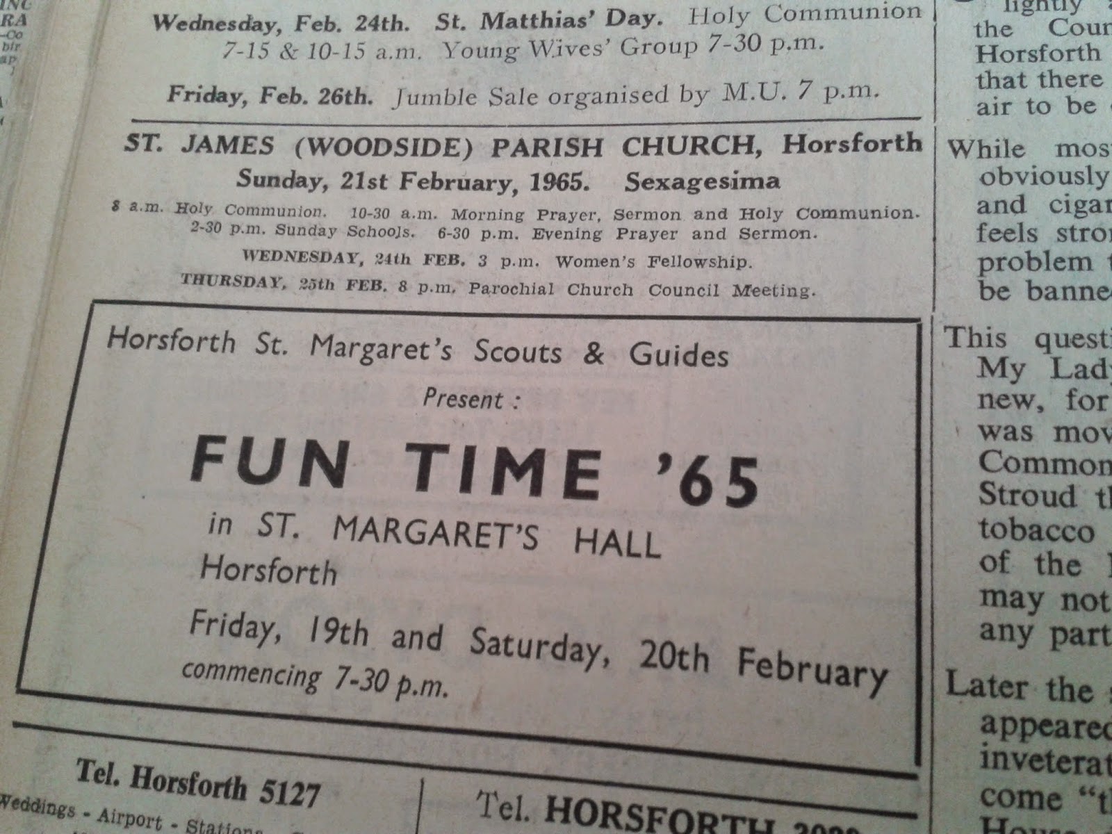 Horsforth Museum: Sexagesima at St James and Fun Time at St Margarets ...