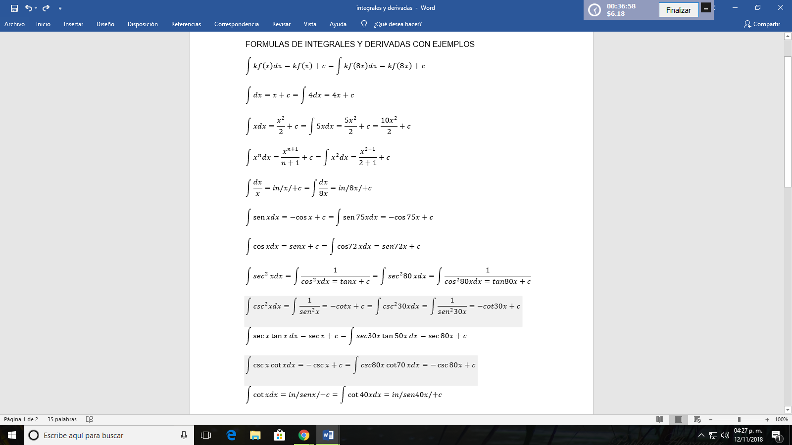 Calculo diferencial e integral : derivadas e integrales ejemplos