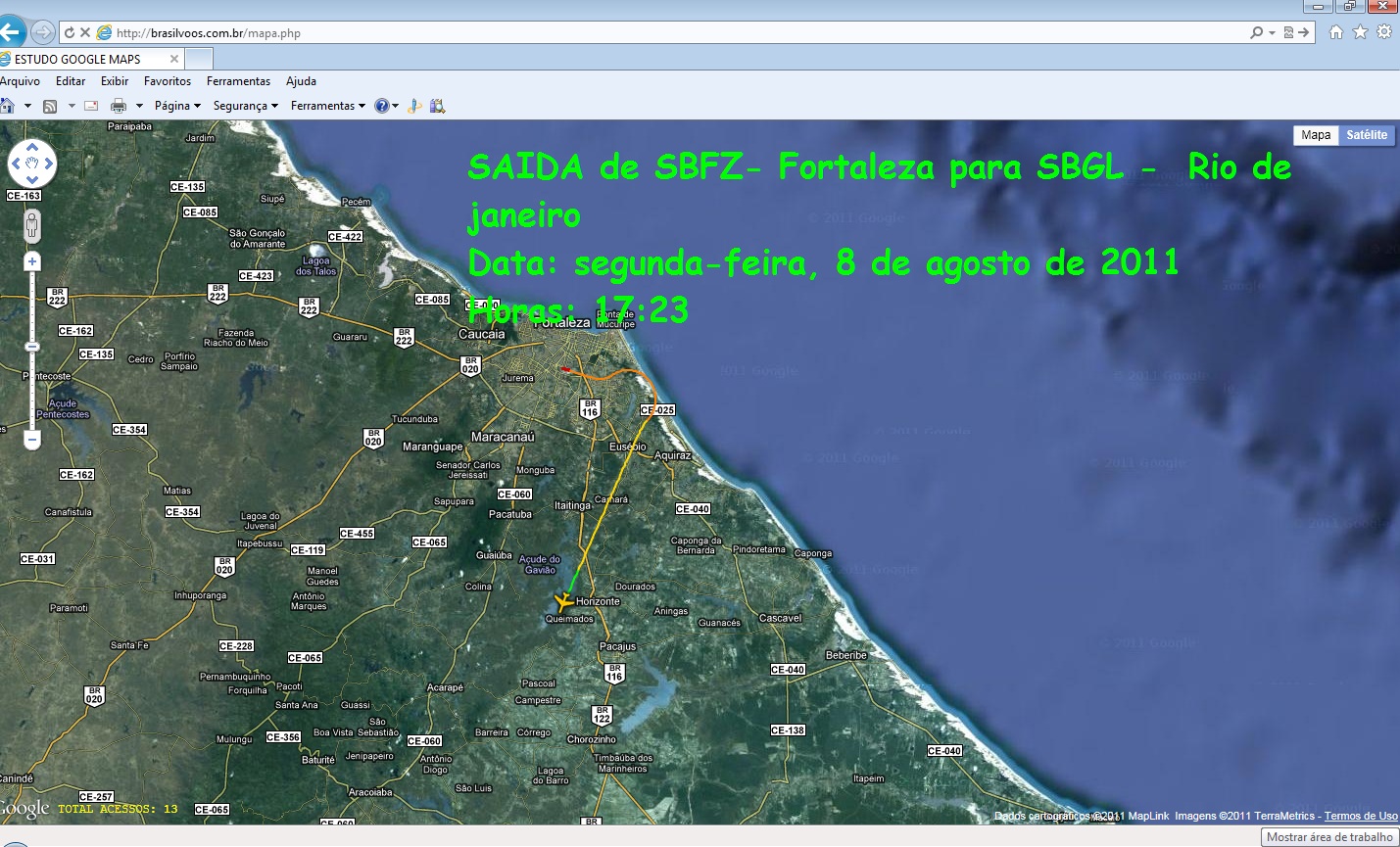 Sergio Iacle: BRASIL VOOS® NO GOOGLE MAPS EM TEMPO REAL