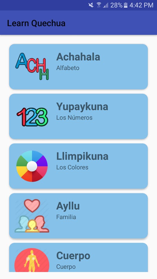 Learn Quechua: Learn Quechua - App Android - Ayukuchu Chanka