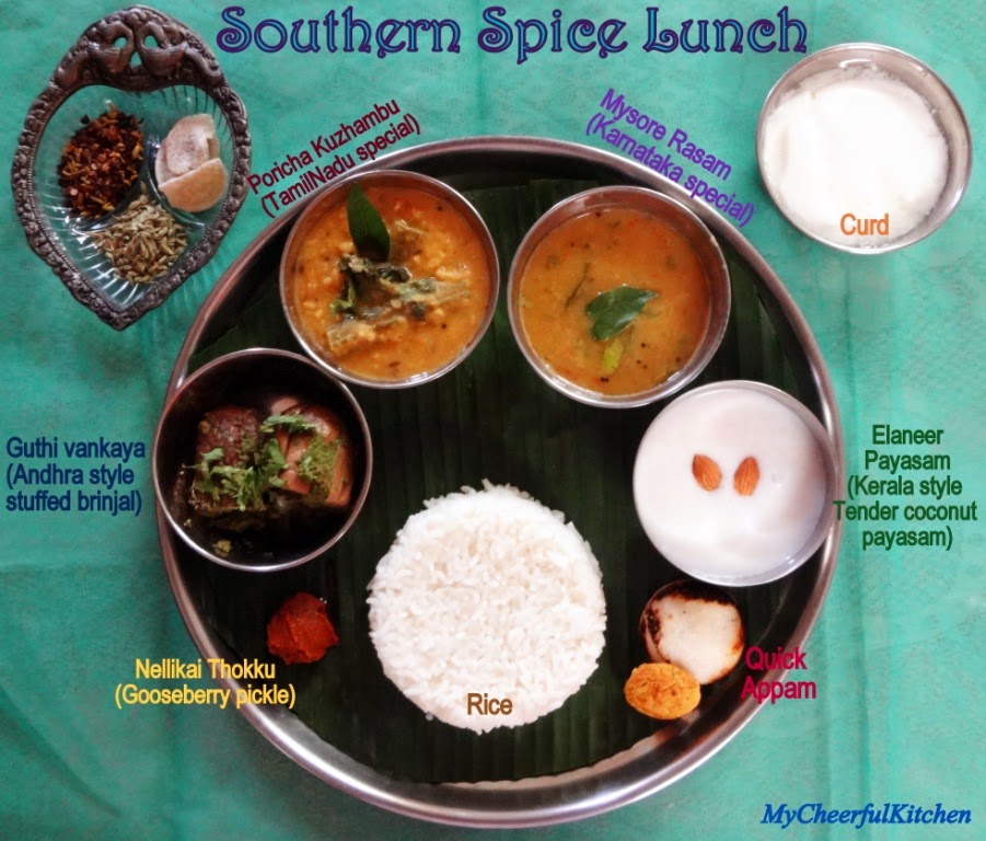 My Cheerful Kitchen: Southern Spice Lunch - The four state wonders!