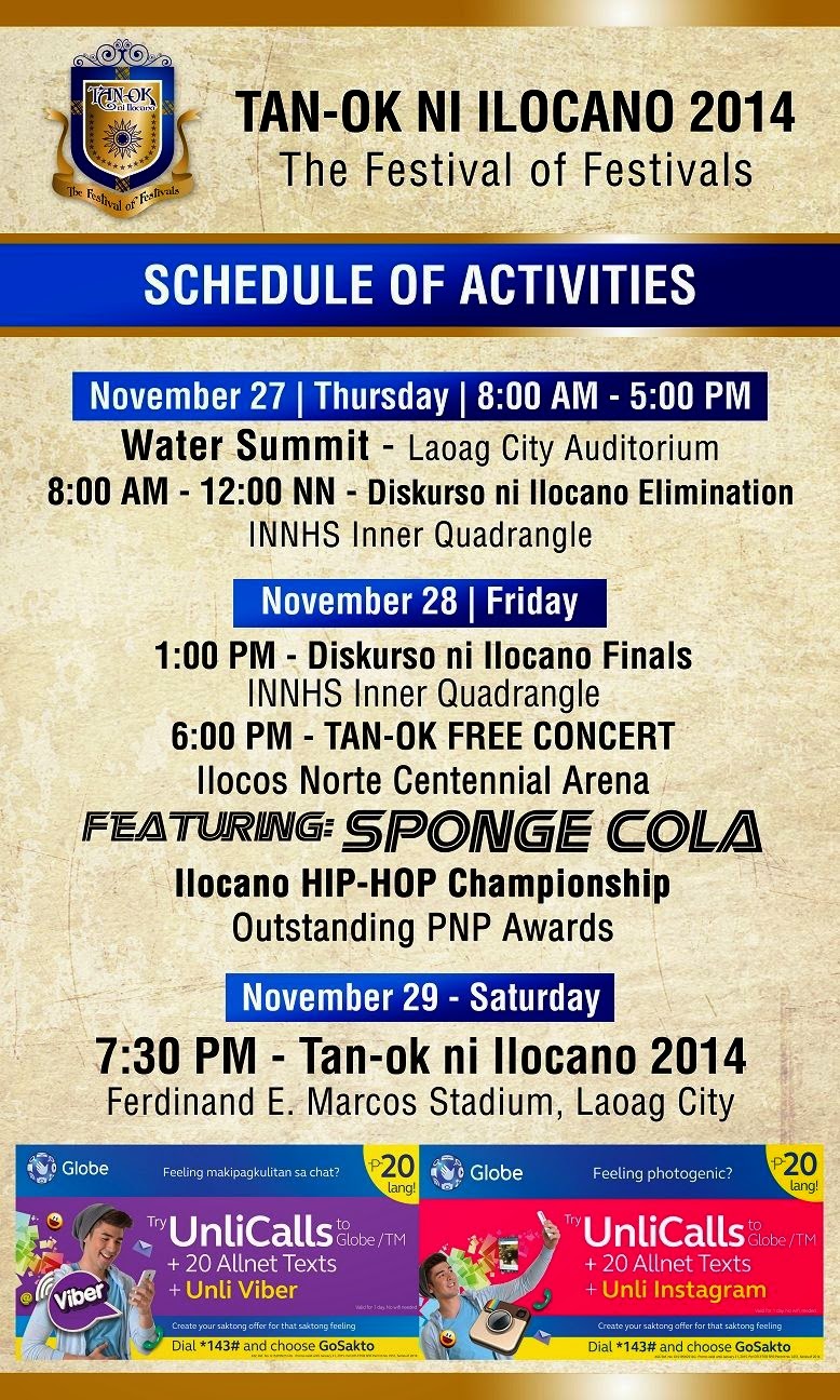 Byahero: Tan-Ok ni Ilocano Festival of Festivals 2014 Schedule of ...