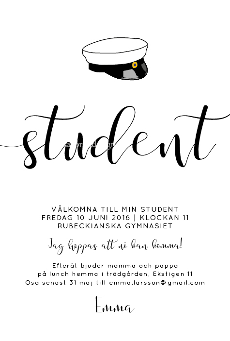 Inbjudningskort student