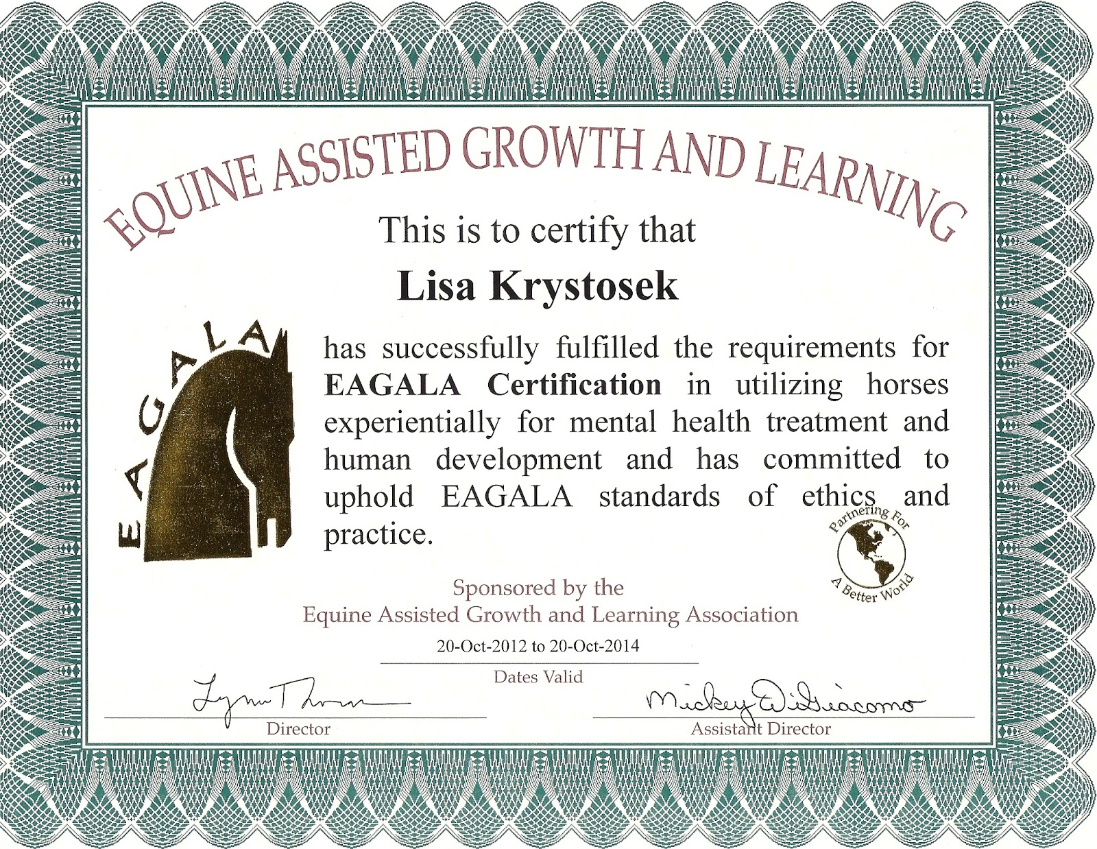Lisa L. Krystosek: Counseling Notes: Officially EAGALA!