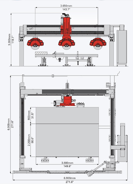 Breton Smart-Cut 550 OPTIMA - 5 axis CNC bridge saw with built-in ...