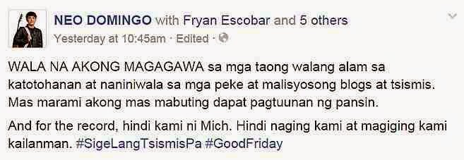 Neo Domingo: 'Hindi kami ni Mich' - Mich of Jamich | Manila Daily